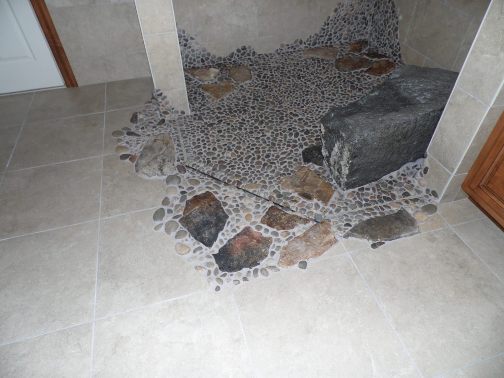 Custom tiled shower with Pebble floor | Harrisburg, Pa
